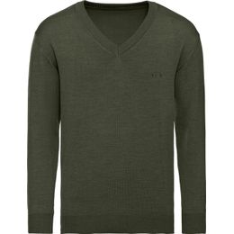 Marco Donati Herren V-Ausschnitt-Pullover, khaki, Gr&ouml;&szlig;e 58