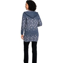 WITT Damen Longstrickjacke mit Jacquard-Strickmuster, rauchblau-gemustert, Gr&ouml;&szlig;e 48