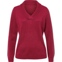 WITT Damen V-Ausschnitt-Pullover mit Rollkante, himbeere, Gr&ouml;&szlig;e 44