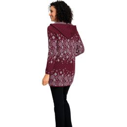 WITT Damen Longstrickjacke mit Jacquard-Strickmuster, dunkelrot-gemustert, Gr&ouml;&szlig;e 38