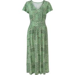WITT Damen Jerseykleid mit Fl&uuml;gel-&Auml;rmeln, apfel-champagner-bedruckt, Gr&ouml;&szlig;e 25