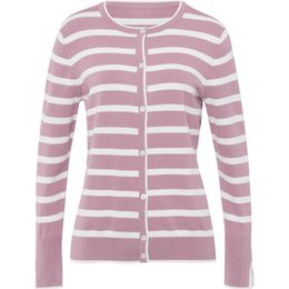 Heine Witt Damen Feinstrickjacke mit Viskose, gestreift, ros&eacute;-ecru-gestreift, Gr&ouml;&szlig;e 42
