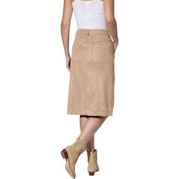 WITT Damen Lederimitatrock mit goldfarbenen Kn&ouml;pfen, beige, Gr&ouml;&szlig;e 52