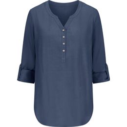 WITT Damen Longbluse mit abgerundetem Saum, rauchblau, Gr&ouml;&szlig;e 38