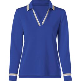 WITT Damen Poloshirt mit Kontrast-Akzenten, royalblau-sand-gemustert, Gr&ouml;&szlig;e 46