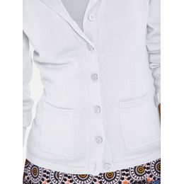 Heine Damen Feinstrickjacke, Wei&szlig;, Gr. 34, Basic Strickjacken, 100% Baumwolle