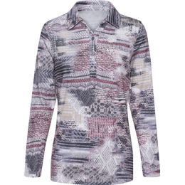 WITT Damen Poloshirt mit langen &Auml;rmeln, mauve-anthrazit-bedruckt, Gr&ouml;&szlig;e 52