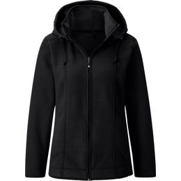 WITT Damen Fleecejacke mit abnehmbarer Kapuze, schwarz, Gr&ouml;&szlig;e 54