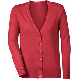 Heine Damen Strickjacke, Rot, Gr. 42, Basic Strickjacken, Material: Baumwolle