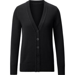 Heine Damen Strickjacke, Schwarz, Gr. 54, Basic Strickjacken, Material: Baumwolle