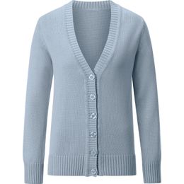 Heine Damen Strickjacke, Blau, Gr. 50, Basic Strickjacken, Material: Baumwolle