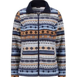 WITT Damen Fleecejacke mit Norweger-Muster, wei&szlig;-marine-bedruckt, Gr&ouml;&szlig;e 52