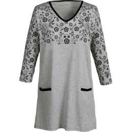 WITT Damen Longshirt mit 2 Taschen, grau-meliert, Gr&ouml;&szlig;e 54