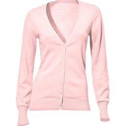 Heine Damen Feinstrickjacke, Rosa, Gr. 48, Strickjacken, 100% Baumwolle