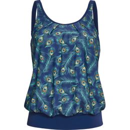 feel good Damen Oversized-Tankini-Top, royalblau-blaugr&uuml;n-bedruckt, Gr&ouml;&szlig;e 38C