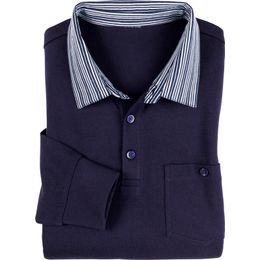 WITT Herren Langarm-Poloshirt mit gewebtem Streifenmuster, marine, Gr&ouml;&szlig;e 52/54