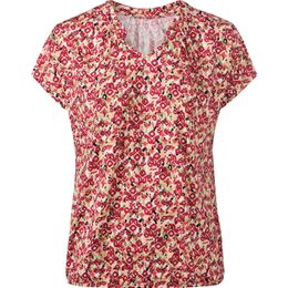 WITT Damen Print-Shirt mit Gummizug am Saum, erdbeere-lindgr&uuml;n-bedruckt, Gr&ouml;&szlig;e 40