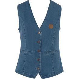WITT Damen Jeansweste in verk&uuml;rzter Form, blue-bleached, Gr&ouml;&szlig;e 52