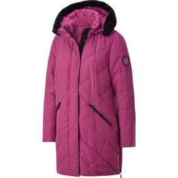 WITT Damen Steppjacke mit Pelz-Imitat-Besatz, erika, Gr&ouml;&szlig;e 46