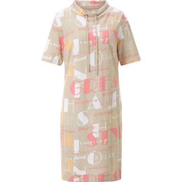 WITT Damen Shirtkleid mit Buchstaben-Druck, sand-flamingo-bedruckt, Gr&ouml;&szlig;e 56