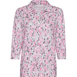 WITT Damen Poloshirt mit Bio-Baumwolle, ros&eacute;-steingrau-bedruckt, Gr&ouml;&szlig;e 46