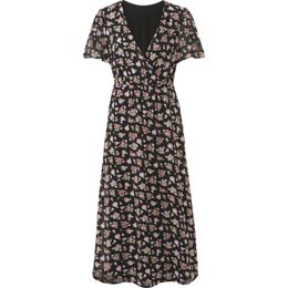 WITT Damen Blumenkleid in Georgette-Qualit&auml;t, schwarz-wei&szlig;-gemustert, Gr&ouml;&szlig;e 22