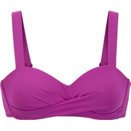 Lascana Bikini-Oberteil, Lila, Gr. 42D, Damen, Bandeau-Bikinis, Material: Polyamid, Elasthan
