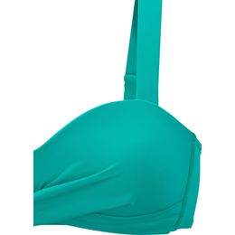 Lascana Bikini-Oberteil, Blau, Gr. 38D, Damen, Bandeau-Bikinis, Material: Polyamid, Elasthan