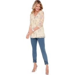 WITT Damen 7/8-Jeans mit Stickerei am Saum, blue-bleached, Gr&ouml;&szlig;e 24
