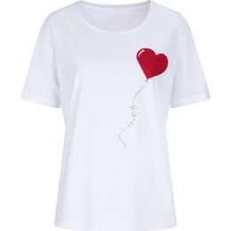 WITT Damen T-Shirt mit platziertem Druck, wei&szlig;, Gr&ouml;&szlig;e 50