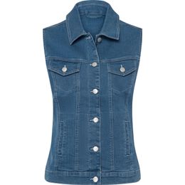 WITT Damen Jeansweste mit aufgesetzten Pattentaschen, blue-bleached, Gr&ouml;&szlig;e 48