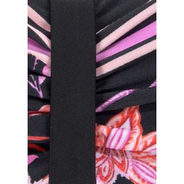Lascana Damen B&uuml;gel-Bandeau-Bikini-Top, schwarz-pink, Gr&ouml;&szlig;e 34E