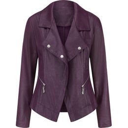WITT Damen Lederimitat-Blazer mit spitz zulaufendem Saum, traube, Gr&ouml;&szlig;e 50