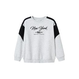 name it Sweatshirt 'NKMKERA' Jungen Gr&ouml;&szlig;e 146/152 hellgrau / schwarz