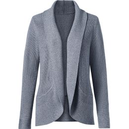 WITT Damen Strickjacke mit Schalkragen, rauchblau-meliert, Gr&ouml;&szlig;e 38