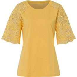 Heine Damen Rundhalsshirt, Gelb, Gr. 48, T-Shirts, 100% Baumwolle