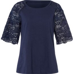 Heine Damen Rundhalsshirt, Blau, Gr. 38, T-Shirts, 100% Baumwolle