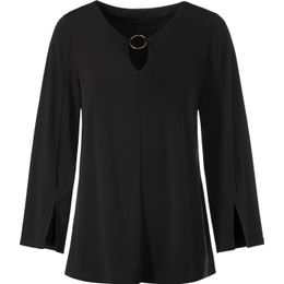 Heine Witt Damen 3/4-Arm-Shirt mit Schmuckring am Ausschnitt, schwarz, Gr&ouml;&szlig;e 42