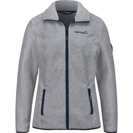 WITT Damen Fleecejacke mit Stickerei, grau-meliert, Gr&ouml;&szlig;e 46