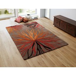 HEINE HOME Witt Hochflorteppich, taupe-rot, Gr&ouml;&szlig;e 200x200 cm - rund