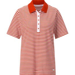 WITT Damen Poloshirt in Pikee-Qualit&auml;t, erdbeere-wei&szlig;-geringelt, Gr&ouml;&szlig;e 44