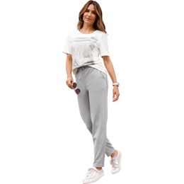 WITT Damen Sweathose mit Pailletten-Streifen, steingrau-meliert, Gr&ouml;&szlig;e 50