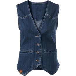 WITT Damen Jeansweste mit spitz zulaufendem Saum, blue-stone-washed, Gr&ouml;&szlig;e 52