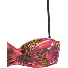 Lascana Damen B&uuml;gel-Bandeau-Bikini, pink-bedruckt, Gr&ouml;&szlig;e 34E