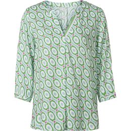 Heine Witt Damen Schlupf-Bluse mit Seitenschlitzen, ecru-mint-bedruckt, Gr&ouml;&szlig;e 40