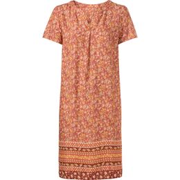 WITT Damen Druckkleid mit Bl&uuml;mchen- und Bord&uuml;renmuster, papaya-rotbraun-bedruckt, Gr&ouml;&szlig;e 40
