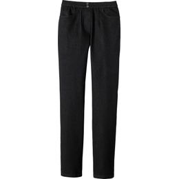 WITT Damen Schlupfjeans mit imitierter Rei&szlig;verschluss-Blende, black-denim, Gr&ouml;&szlig;e 52