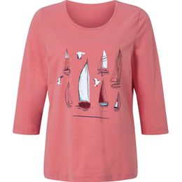 WITT Damen 3/4-Arm-Shirt mit Segelboot-Motiv, flamingo, Gr&ouml;&szlig;e 56