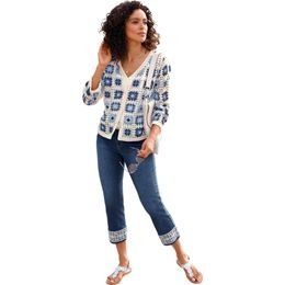 WITT Damen 7/8-Jeans mit Stickerei am Beinabschluss, blue-stone-washed, Gr&ouml;&szlig;e 50