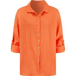 Heine Damen Hemdbluse, Orange, Gr. 36, Blusen langarm, 100% Baumwolle